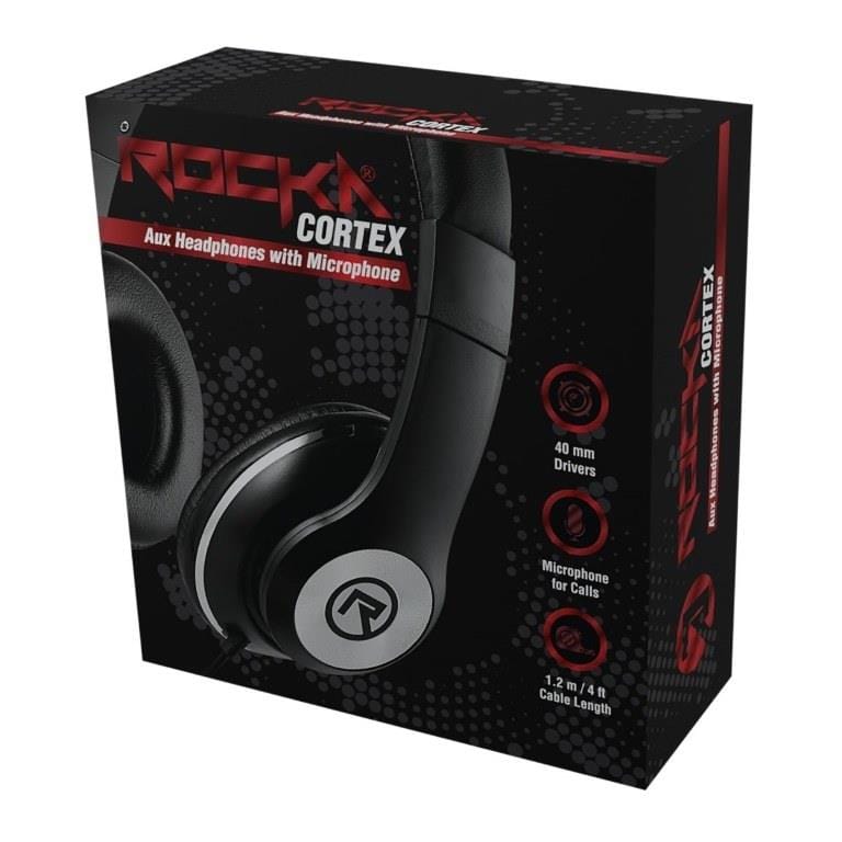 Rocka Cortex Series Aux Wired Headset Black RK-2007-BK – FirstShop