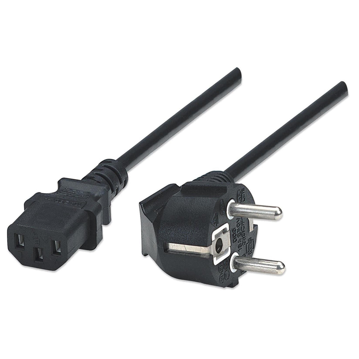 Manhattan Euro 2-pin plug to Female 1.8m Power Cord Black 300148 ...