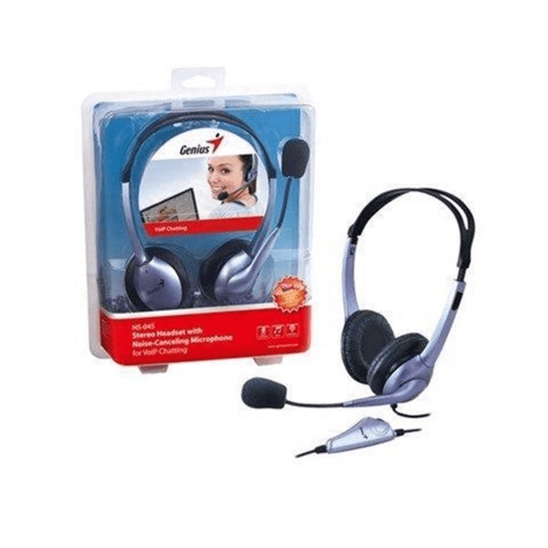 Genius HS-04S 3.5mm Wired Headset with Noise-Cancelling Mic Black and ...