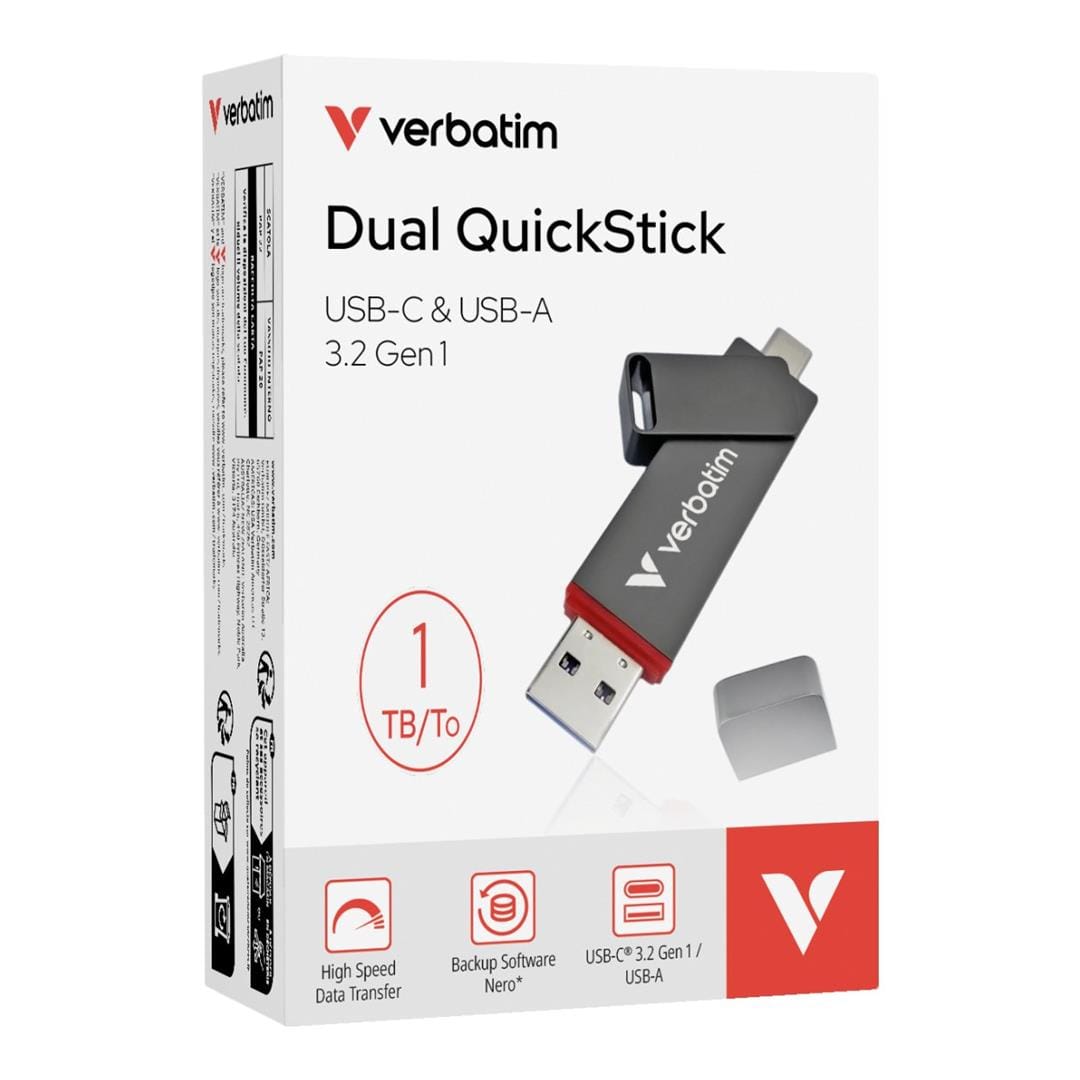 Verbatim Dual QuickStick 1TB USB Flash Drive Grey 32043 – FirstShop