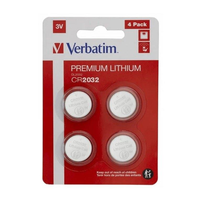 Verbatim CR2032 3V Lithium Coin Batteries 4-pack 49533 – FirstShop