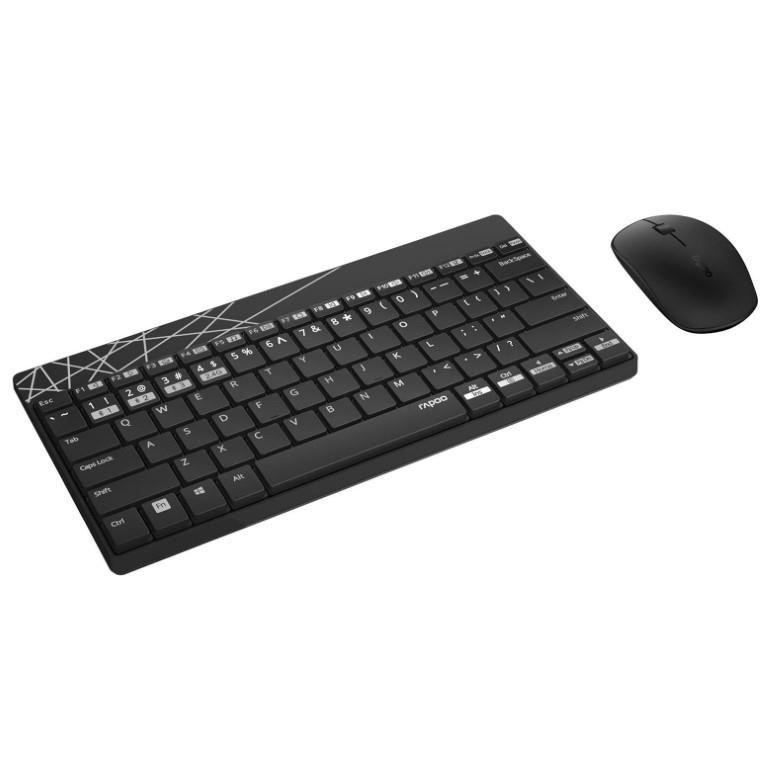 Rapoo 8000M-US-BLACK Multi-Mode Wireless Keyboard and Mouse Combo ...