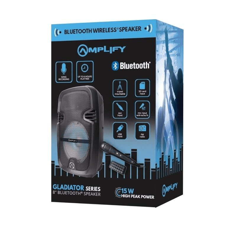 Amplify Gladiator 8 Series 8-inch Bluetooth Party Speaker AM-3900-8 ...