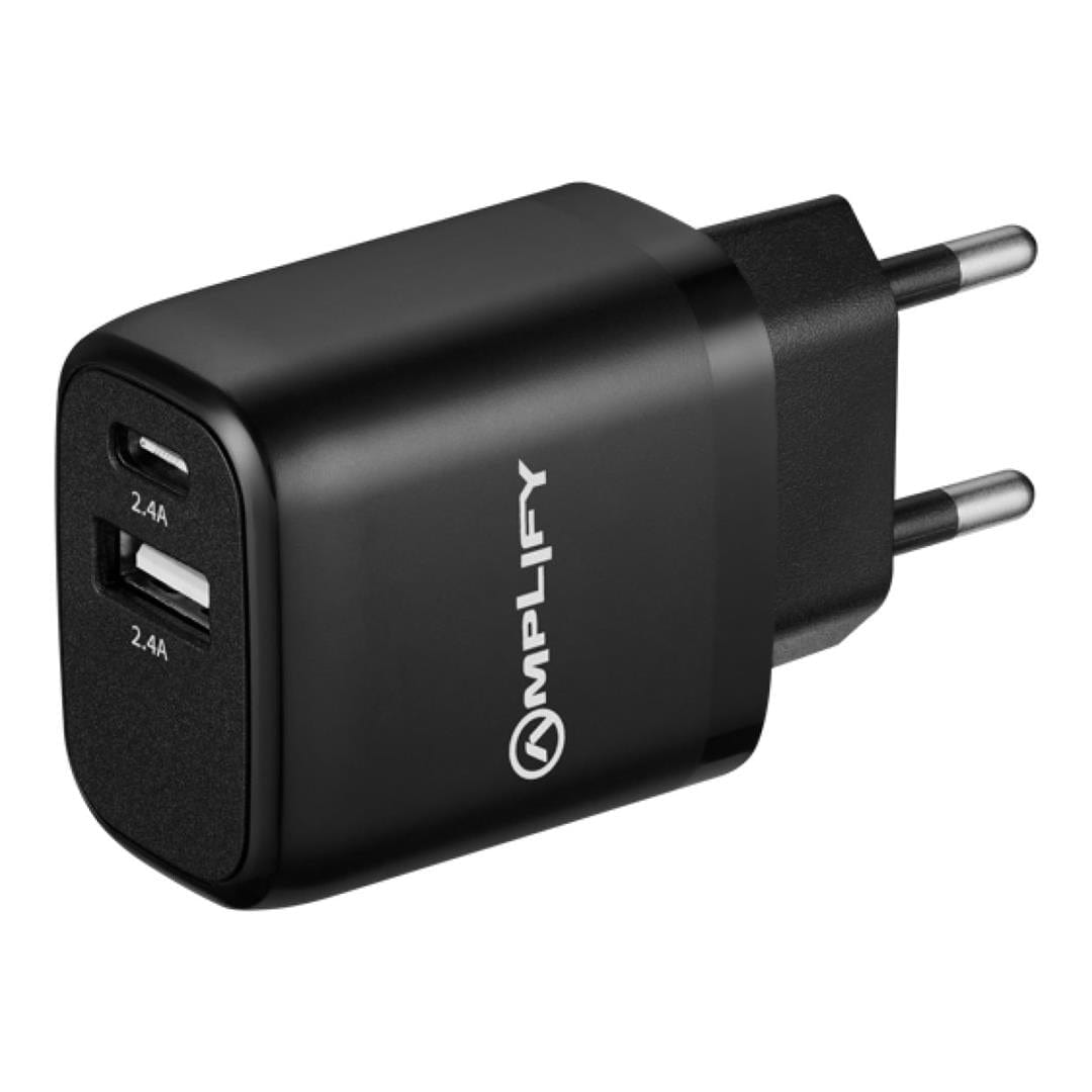 Amplify On the Fly Dual USB Type-C Wall Charger Black AM-PDQ006-BK ...