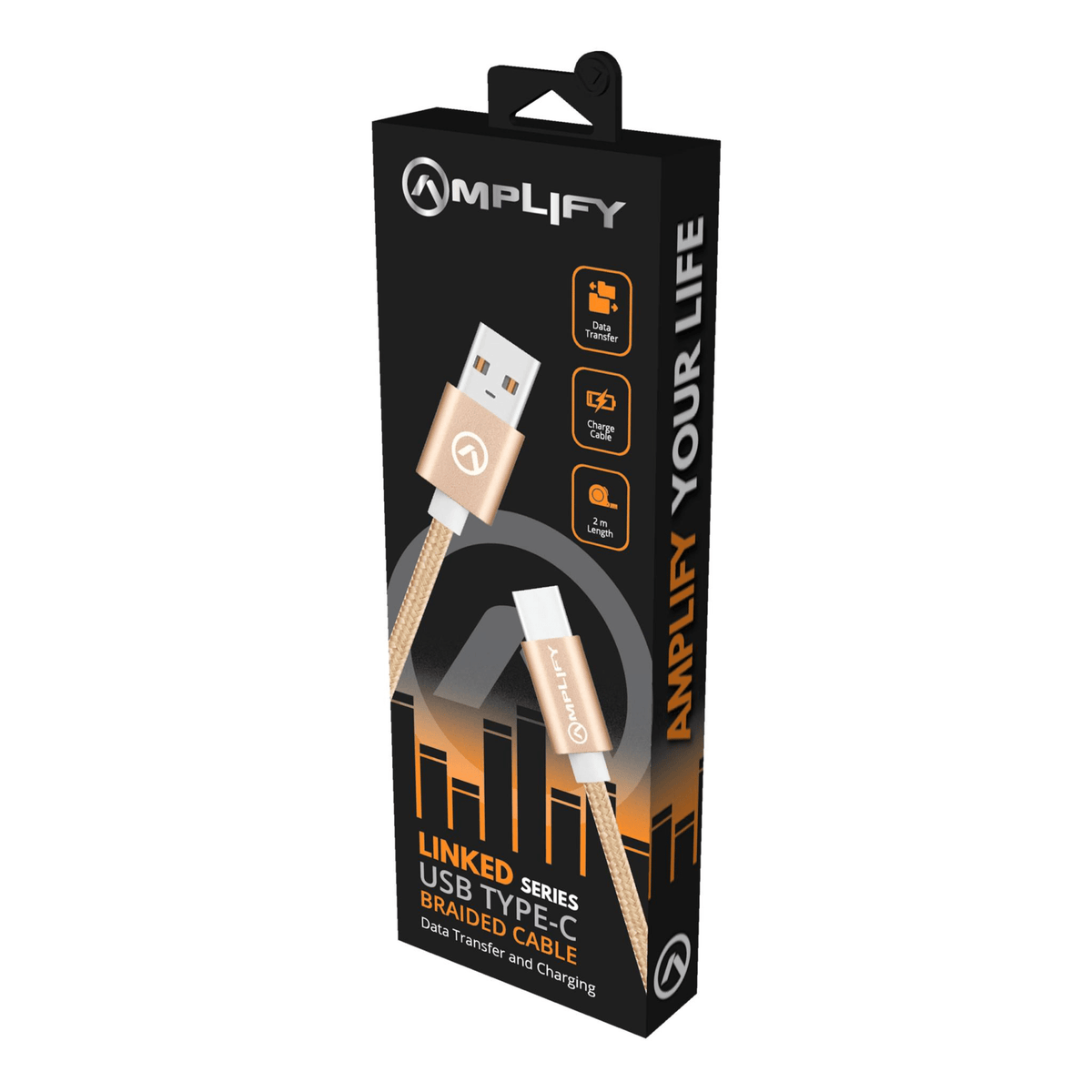 Amplify Linked Series 2m USB Type-C ?Cable Gold ?AMP-20004-GD – FirstShop