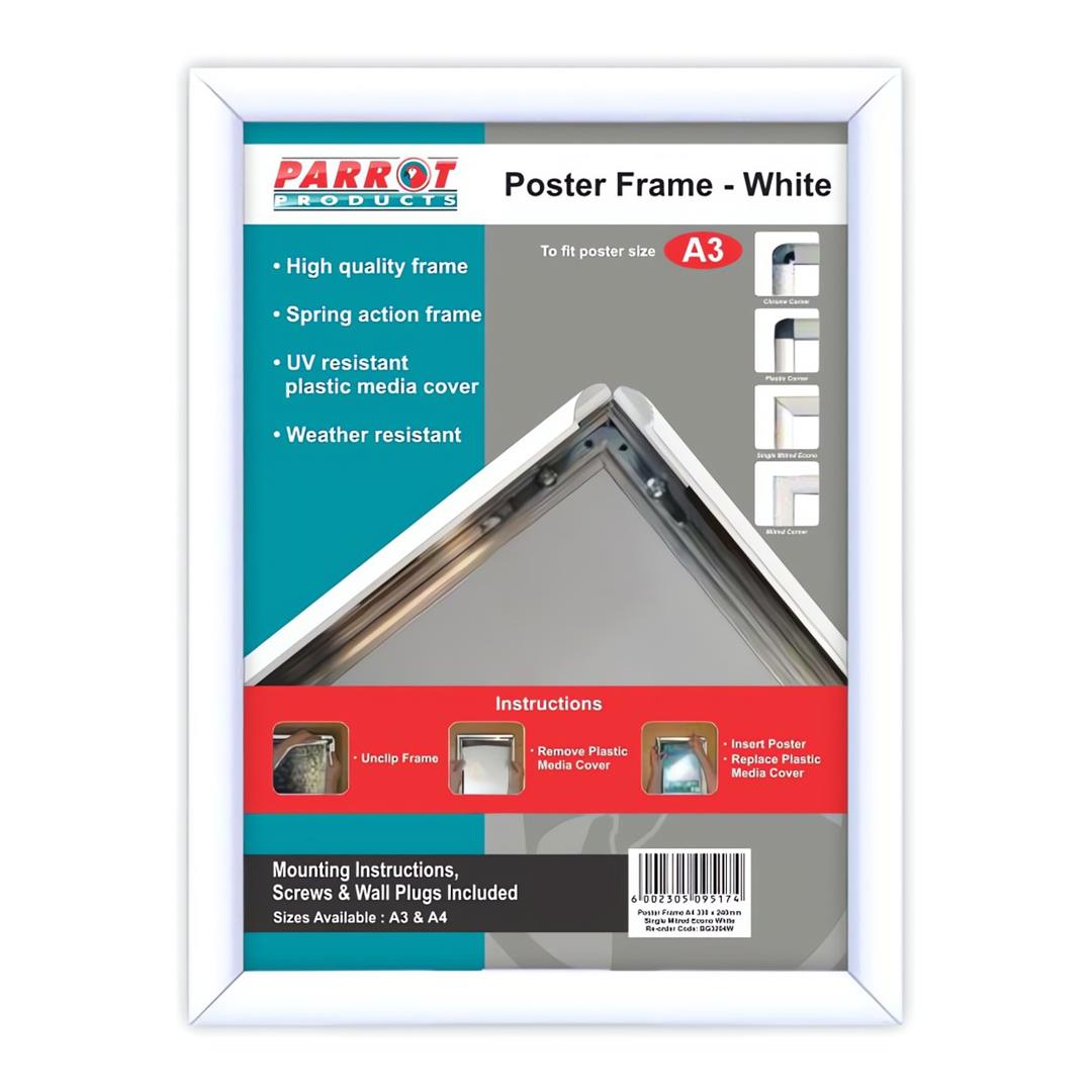 Parrot A3 450x330mm Poster Frame Single Mitred Econo White BG3203W ...
