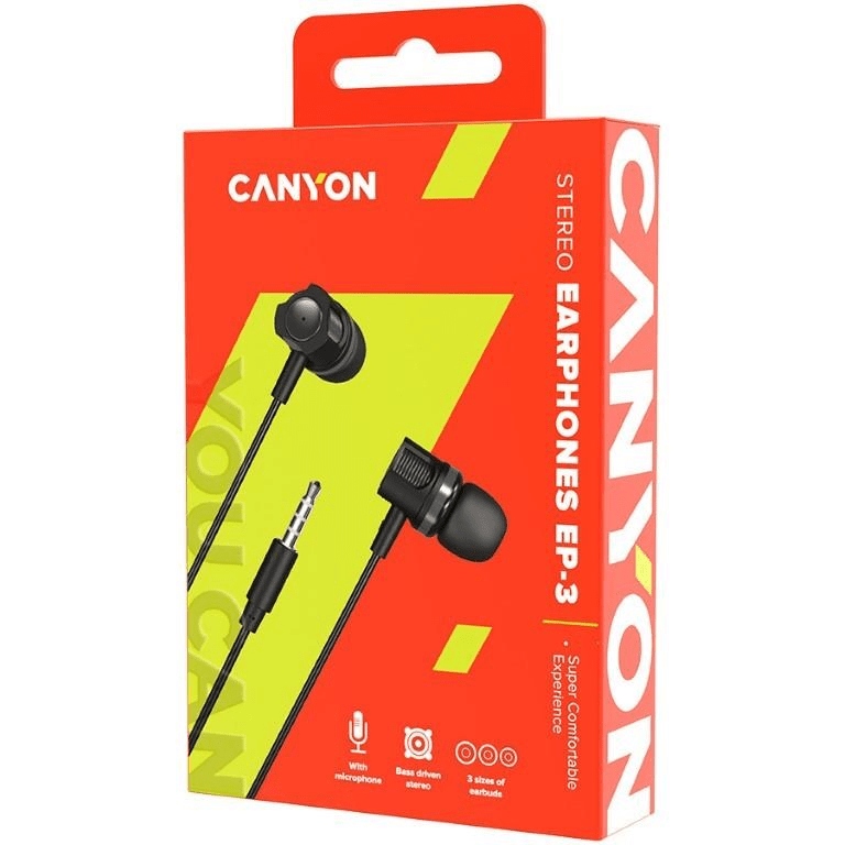 Canyon EP-3 Wired Stereo Earphones Dark Grey CNE-CEP3DG – FirstShop