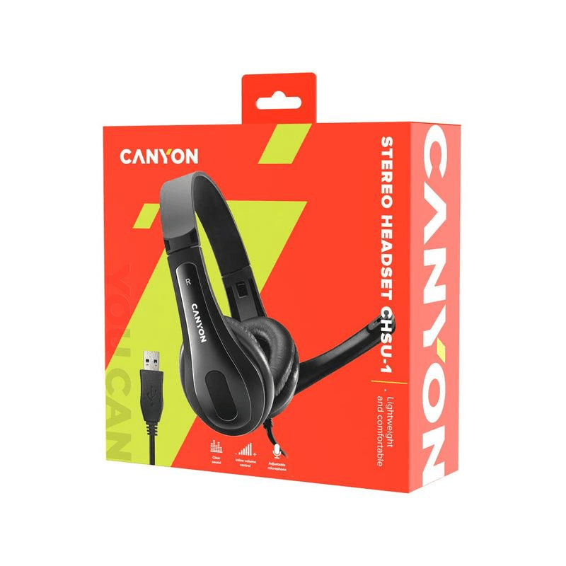 Canyon CHSU-1 USB Wired Lightweight Headsets CNS-CHSU1B – FirstShop