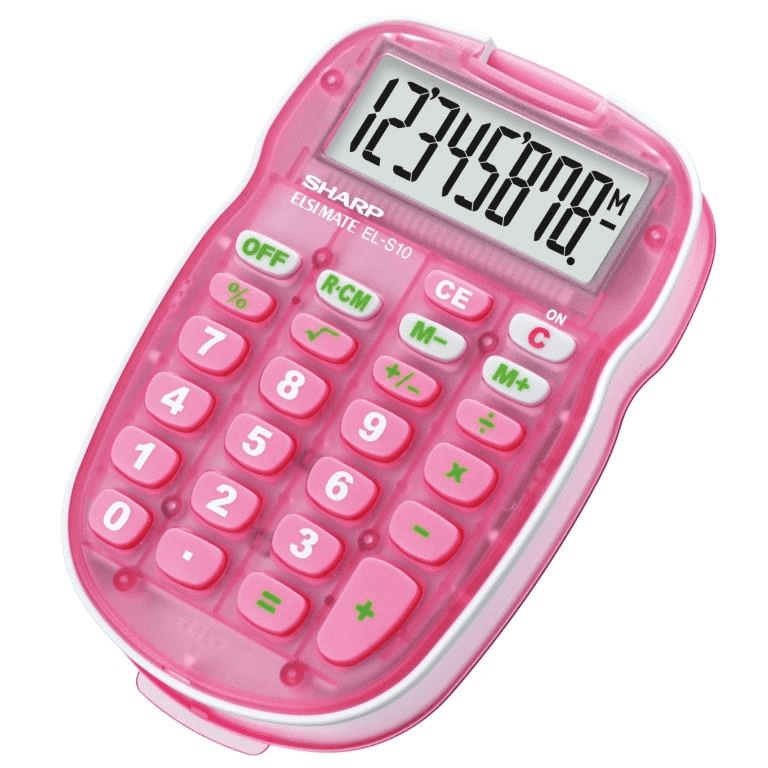 Sharp EL-S10BPK Hand-held Kids Coloured Calculator Pink – FirstShop