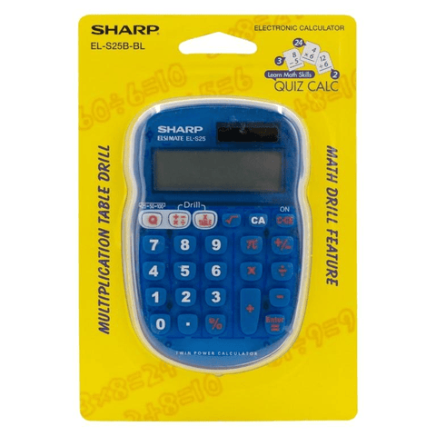 Sharp EL-S25BBL Twin Power Math Quiz 10-digit Display Calculator Blue ...