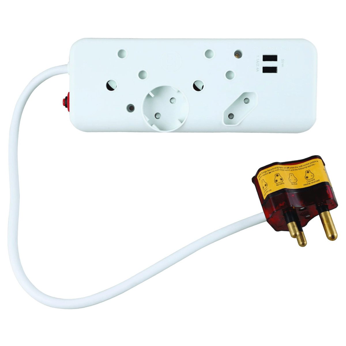 Ellies 4-Way and 2xUSB Multiplug With High Surge Protection FBWP4U ...