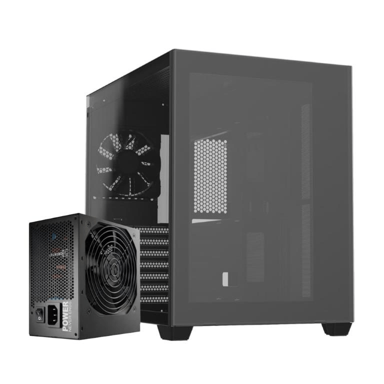 FSP CMT380B ATX Mid Tower Gaming PC Case with Hydro Pro 800W PSU Black ...