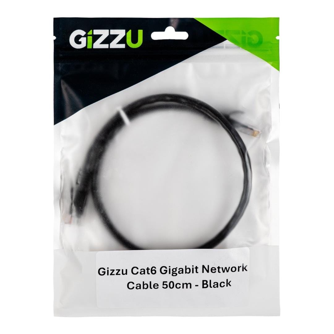 Gizzu CAT6 UTP Fly Lead RJ45 Ethernet Network Cable 50cm Black GCPCAT6 ...