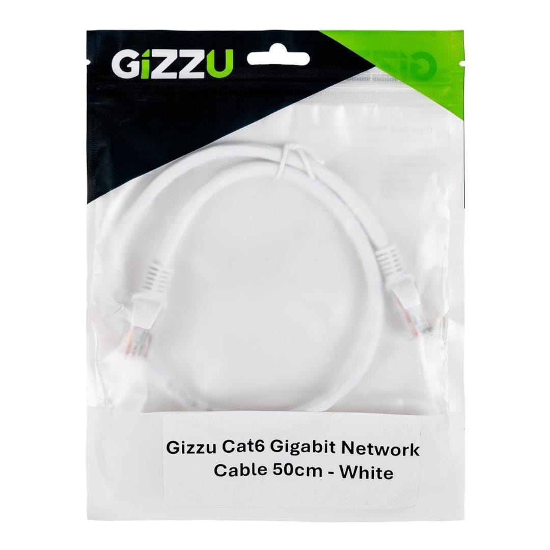 Gizzu CAT6 UTP Fly Lead RJ45 Ethernet Network Cable 50cm White GCPCAT6 ...