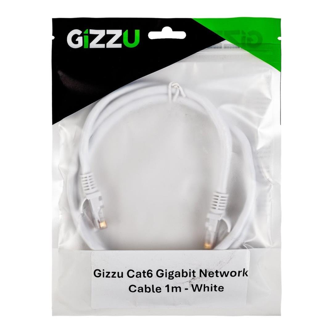 Gizzu CAT6 UTP Fly Lead RJ45 Ethernet Network Cable 1m White GCPCAT601 ...