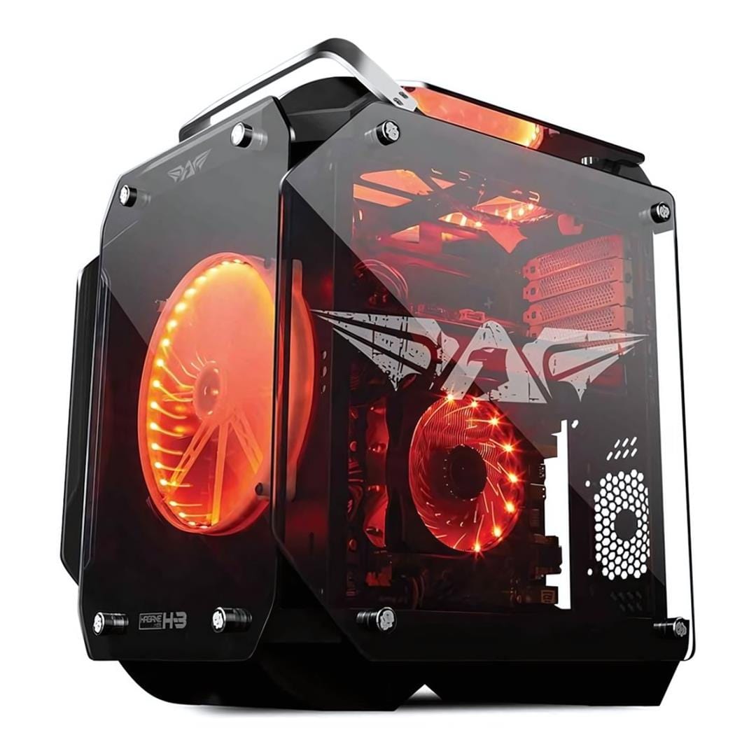 Armaggeddon Hagane H-3 ATX Tempered Glass Gaming PC Case - Red Fans HA ...