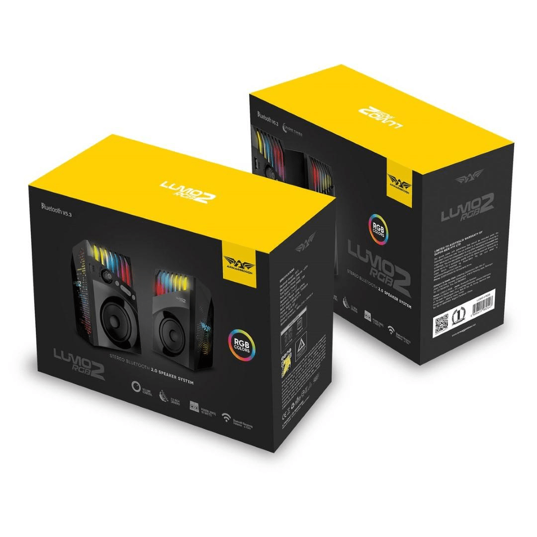 Armaggeddon Lumo 2 RGB 2.0 Stereo Bluetooth Gaming Speakers LUMO2RGB ...