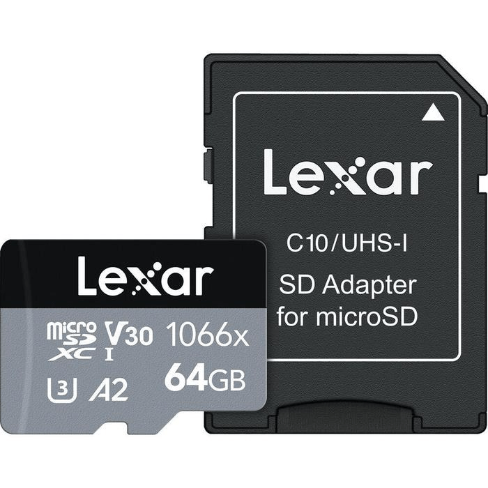 Lexar Professional 1066x 64GB microSDXC UHS-I Memory Card with SD Adap ...