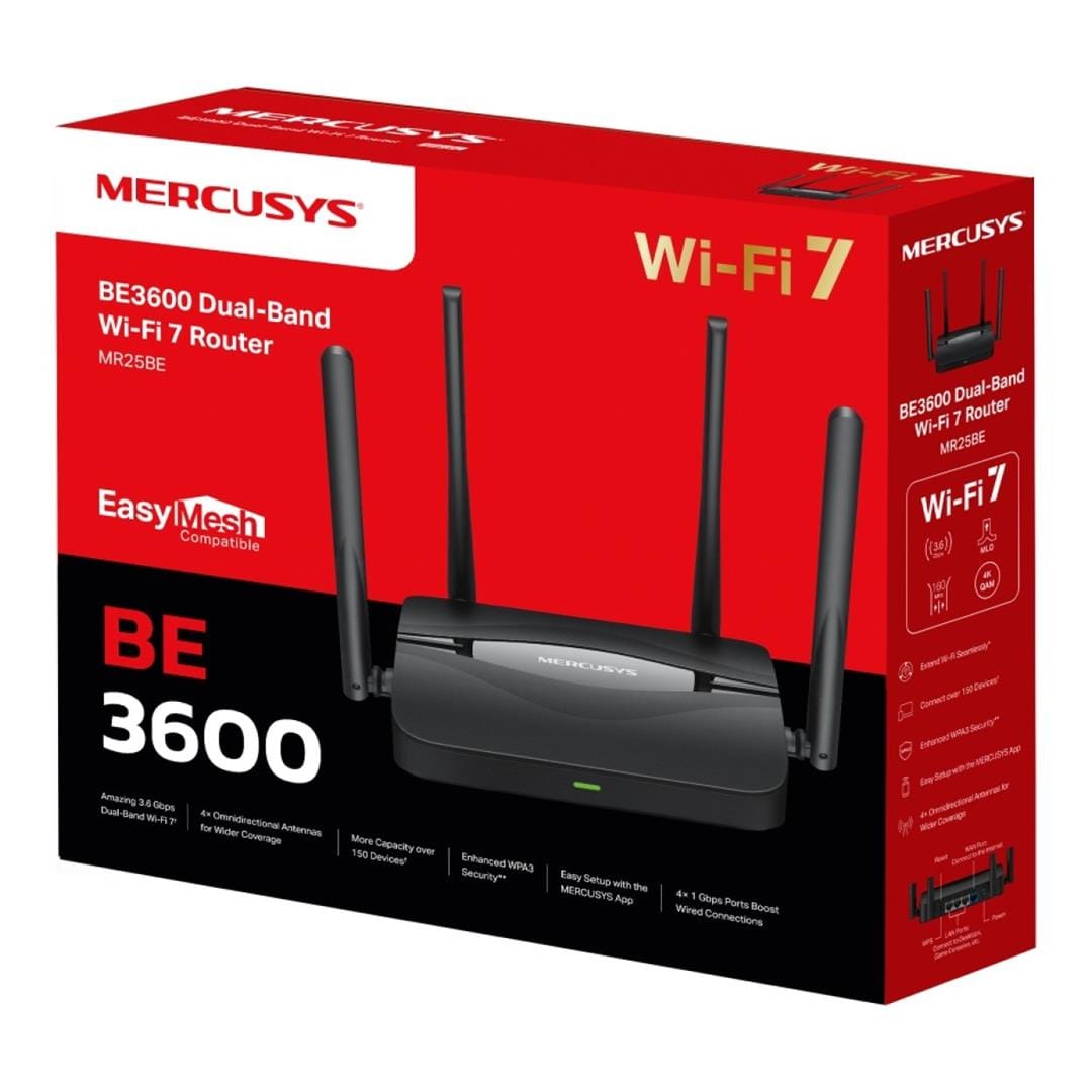 Mercusys BE3600 Dual-band Wi-Fi 7 Router Black MR25BE – FirstShop