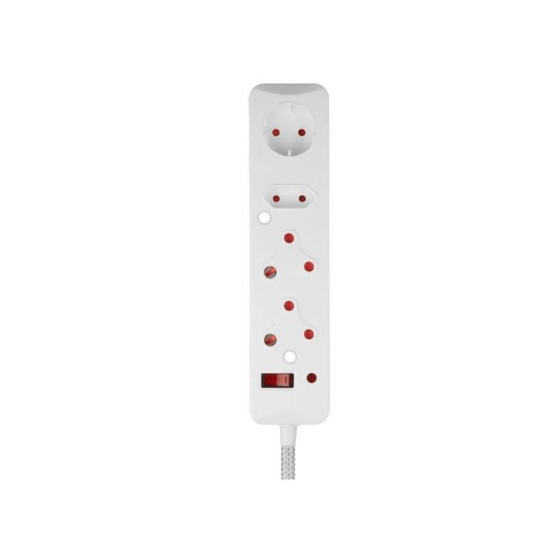 Switched 3M 4-way Surge Protected Multiplug Braided Cord - White MS-85 ...