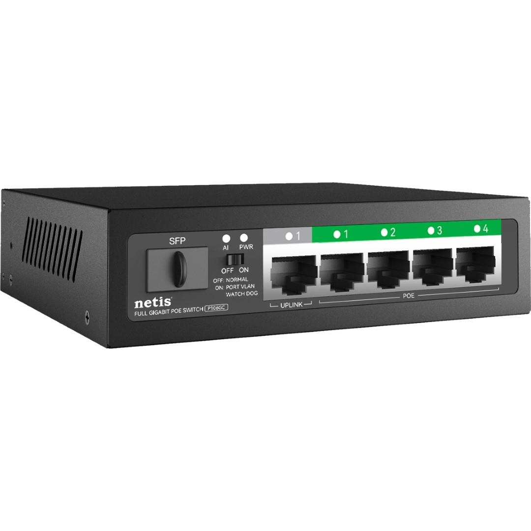 Netis 6-port Gigabit SFP Uplink POE Switch P106GC – FirstShop
