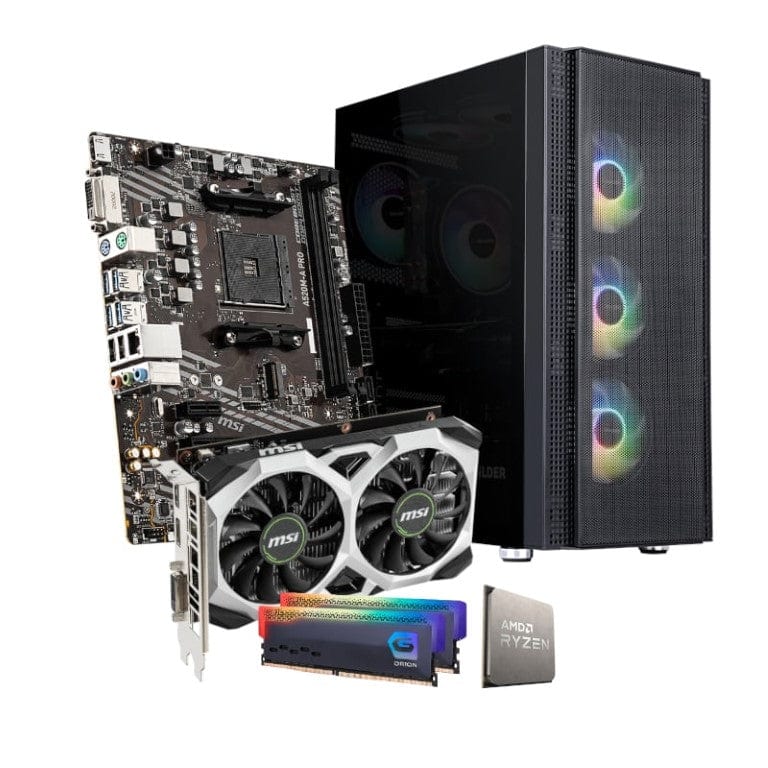 PCBuilder SCOUT Gaming Tower PC - AMD Ryzen 5 5500 1TB SSD 16GB GeForc