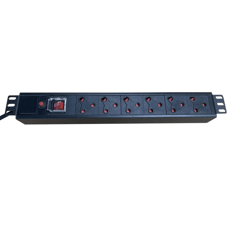 PDU 19" 1.5U 6 Way 16A South Africa Outlet with On/Off Switch PDU6-SA
