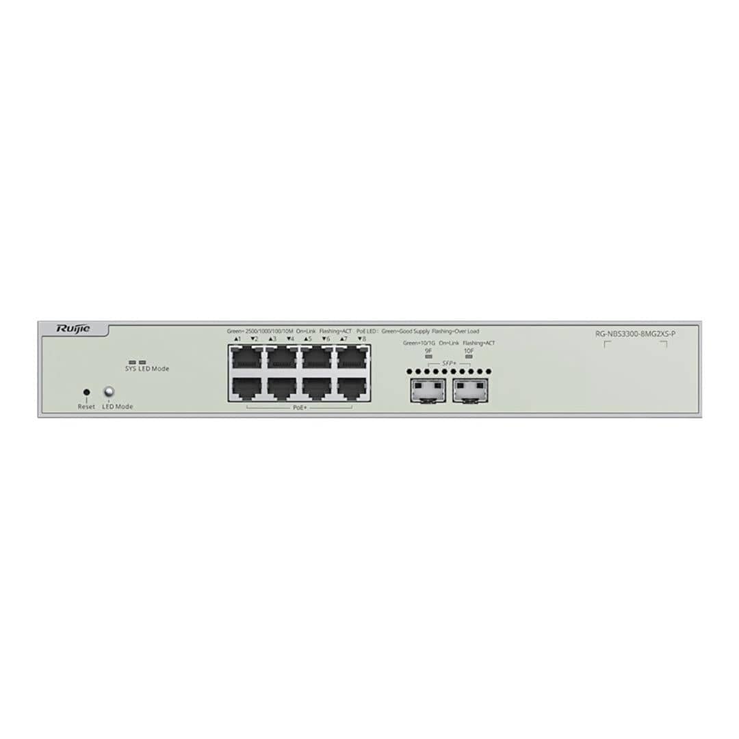 Reyee 8-port 2.5Gbps PoE 240W 2SFP+ Layer 2+ Smart Managed Switch RG-N ...