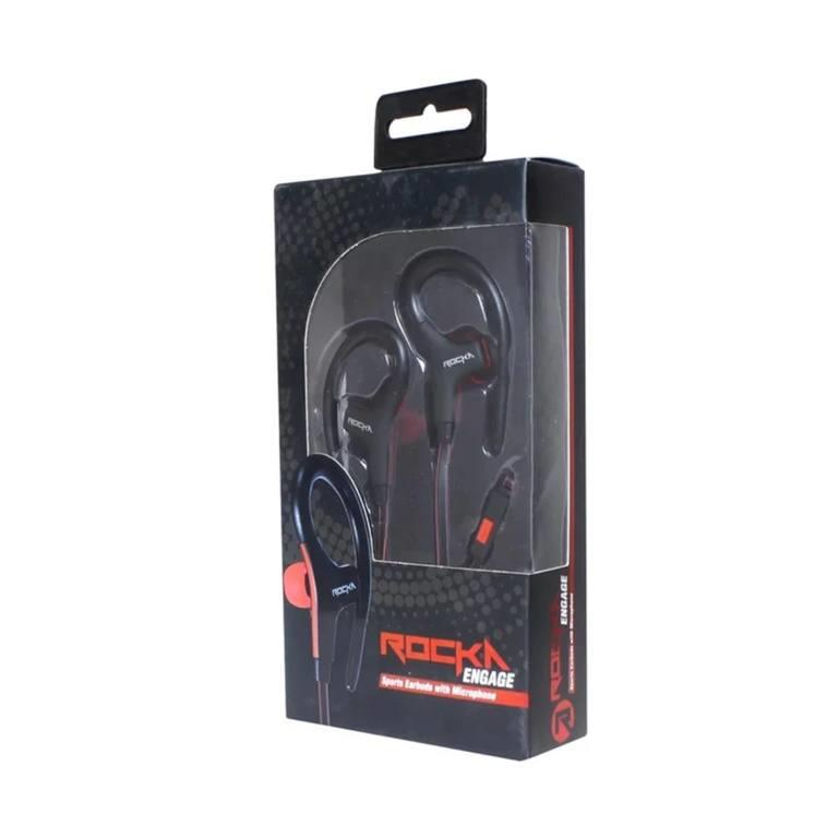 Rocka Engage Series Earhook Earphones with Mic Black and Red RK-1003-B ...