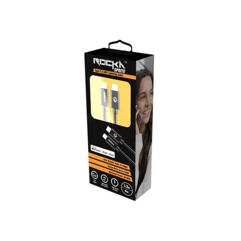 Rocka Sprite Series 1.2m USB-C to Apple MFi Lightning Cable Black RK-2 ...