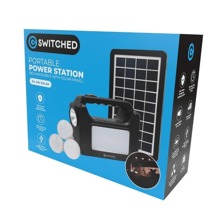 Switched Portable Power Station with Solar Panel Black SWD-50005-BK(V2 ...