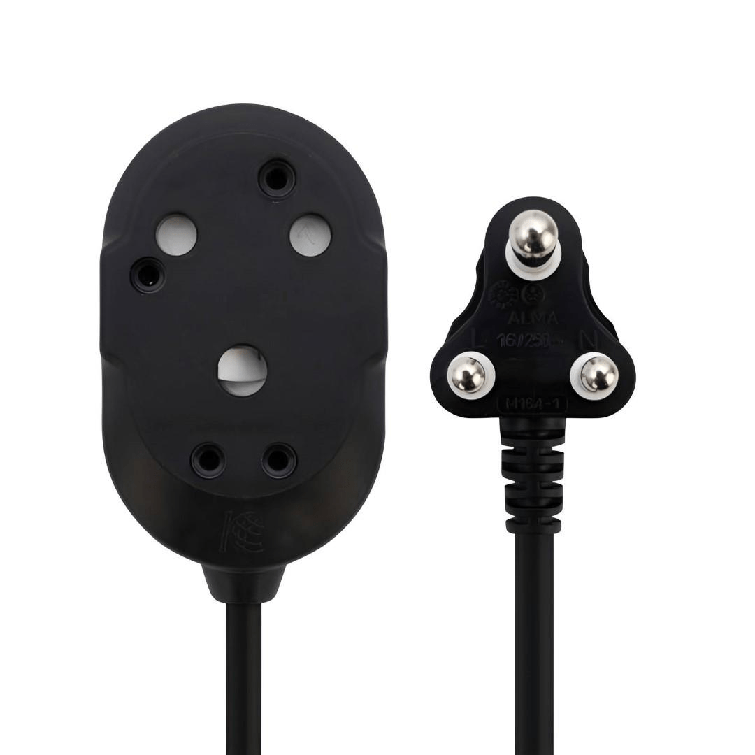 Switched Basics 5m Heavy Duty BTB Extension Cable 2 x 16A Socket - Bla ...