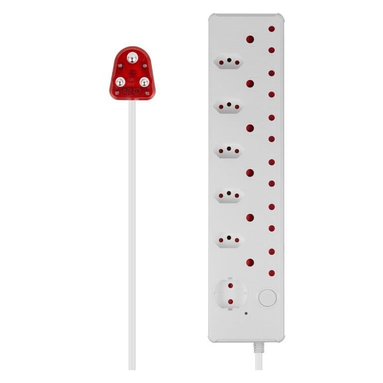 Switched 12-way High Surge Protection Multiplug with 0.5m Cord White S ...