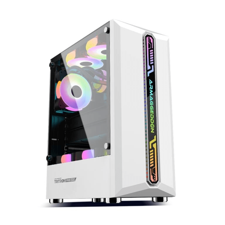 Armaggeddon Tritron PRO 300 Gaming PC Case with 3xARGB Fans White TRIT ...