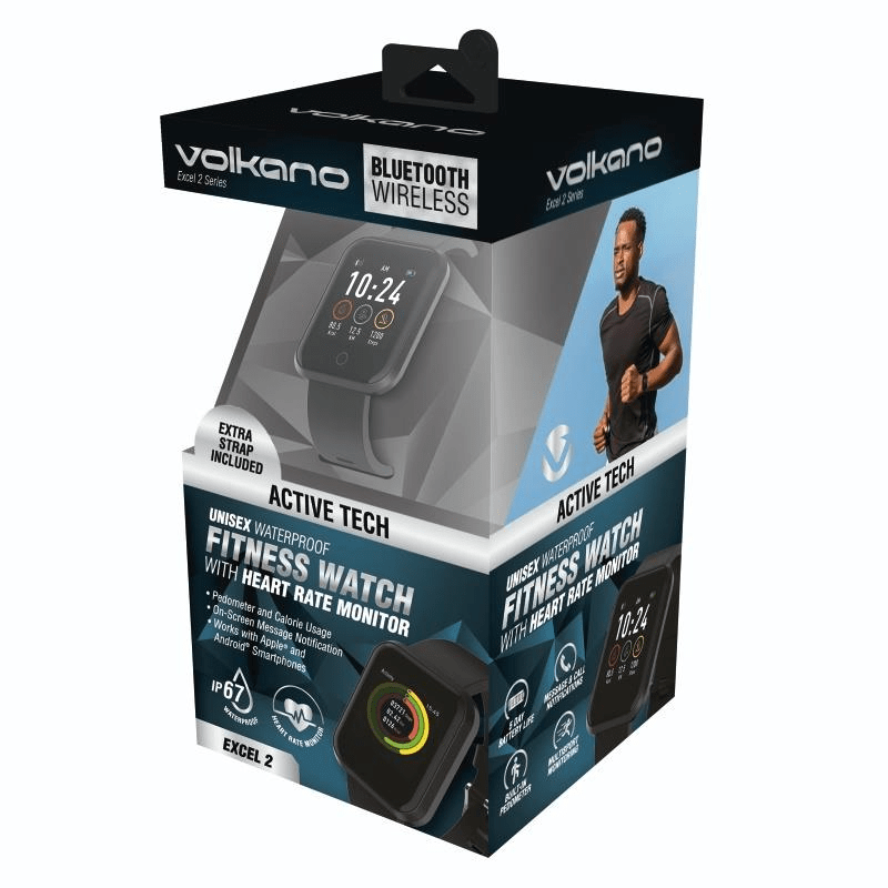 Volkano Active Tech Excel 2 Series Waterproof Fitness Watch VK-5064-BK ...