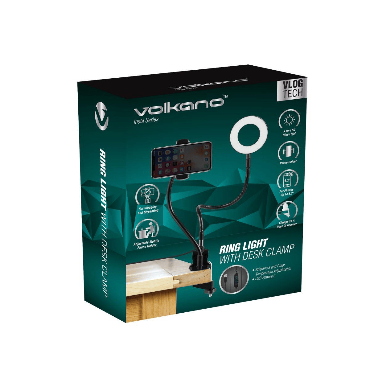 Volkano Insta Series Ring Light with Desk Clamp VK-6501-BK – FirstShop