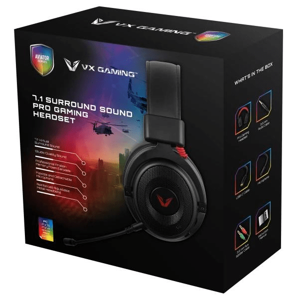 Volkano VX Gaming Aviator Series Pro Gaming Headsets Black Red VX-178 ...