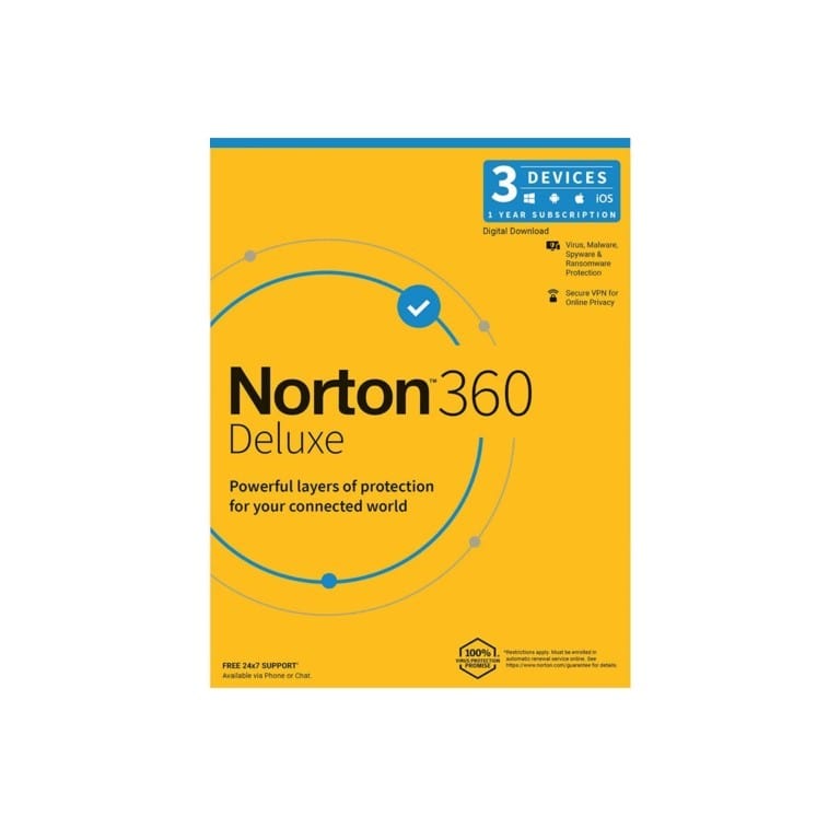 Norton 360 Deluxe for 3x PCs Macs Smartphones or Tablets - Single-user ...