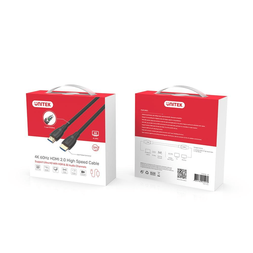 Unitek 5m 4K 60Hz Extra Long HDMI 2.0 Cable C11041BK – FirstShop