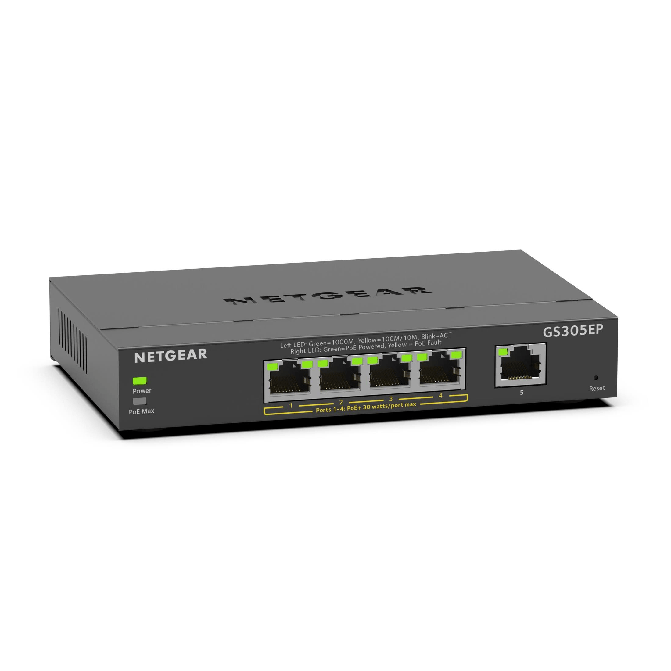 Netgear GS305EP 5-port Managed Switch L2/L3 Gigabit Ethernet PoE Black