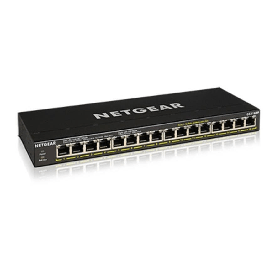 Netgear GS316PP Unmanaged Switch Gigabit Ethernet PoE Black GS316PP-10 ...