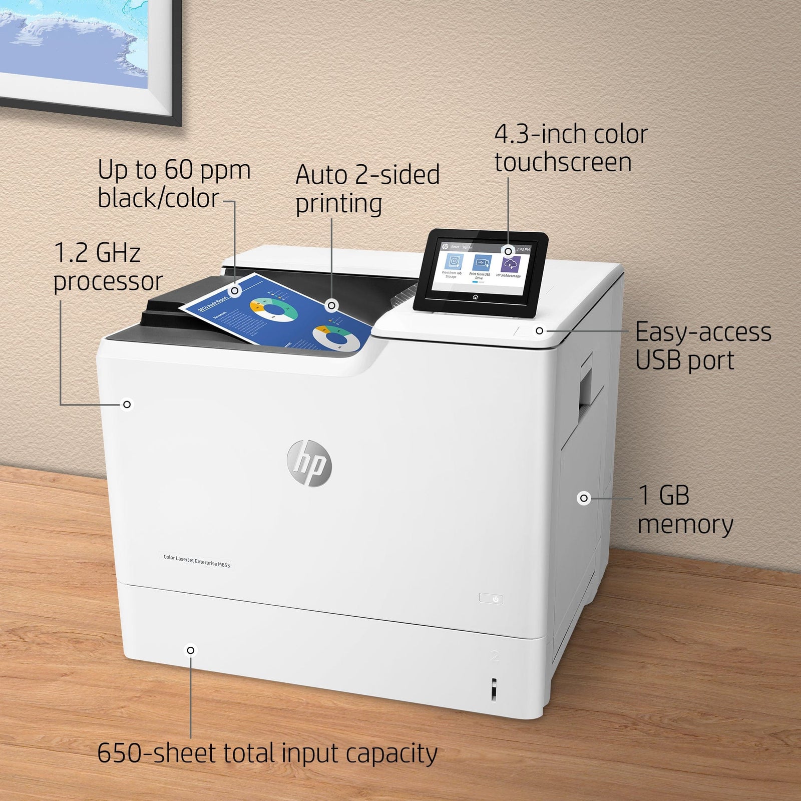 HP Color LaserJet Enterprise M653dn Colour A4 Laser Printer J8A04A