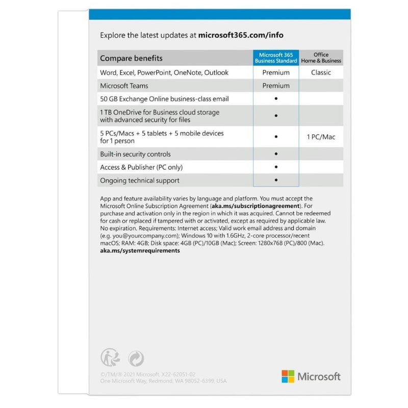 Microsoft 365 Business Standard 1-user 12-month Subscription FPP KLQ-0