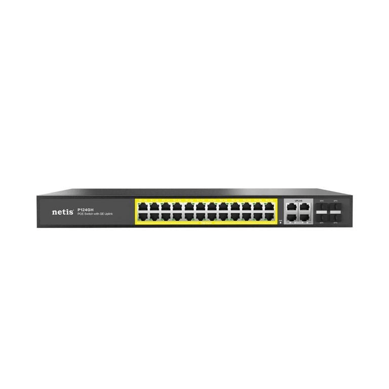 Netis P124GH 24-port PoE Fast Ethernet Unmanaged Switch with 4x Gigabi