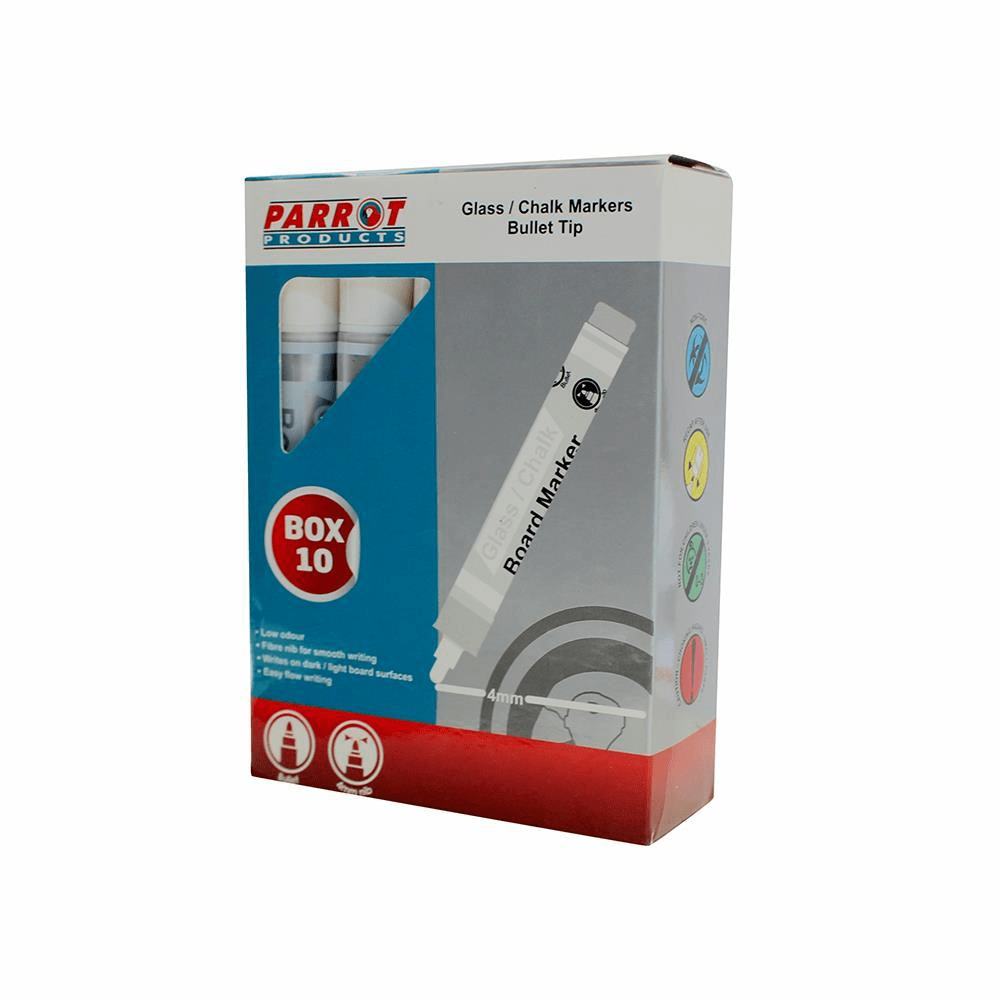 Parrot Glass or Chalkboard Markers White 10-pack PC1001A – FirstShop