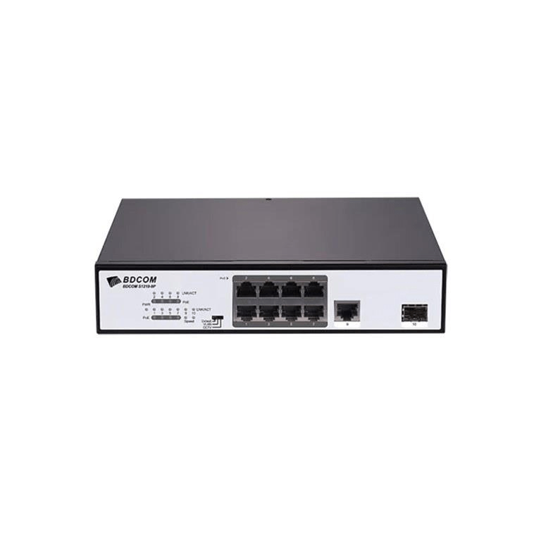 BDCOM 8-port Fast Ethernet PoE Switch with 1-port SFP and 1-port Base-